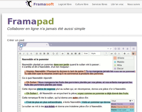 Espace Numerique ESC : Framapad
